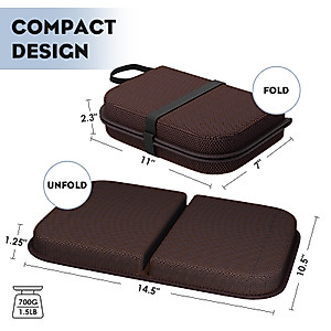 WISIMMALL Gel Seat Cushion Portable Massage Travel Cushions, 14.5" x 10.5" Thick Foldable Seat Cushion for Car Office Chair Wheelchair Hip, Coccyx, Sciatica, Pressure Sores Tailbone Pain Relief