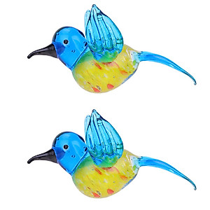YARNOW 2Pcs Glass Hummingbird Ornaments Crystal Animal Ornament Collection for Home Garden Office Desktop Decoration