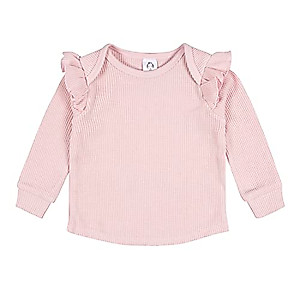 Gerber Baby Girls 2-Piece Long Sleeve Tee & Pull-On Jogger Set, Pink, 0-3 Months