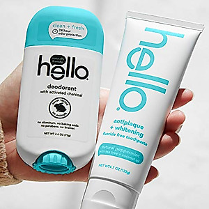 hello Antiplaque and Whitening Fluoride Free Toothpaste, Natural Peppermint Flavor, SLS Free, Gluten Free, Peroxide Free, Vegan, 4.7 Ounce (Pack of 4)