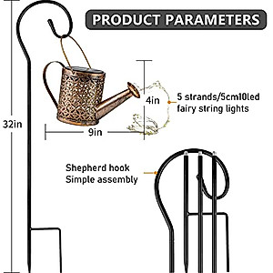 EGOBOO Solar Watering Can with Waterfall Lights, Waterproof Lawn Hanging Twinkle Warm Landscape Solar Powered Lamps Outdoor Garden Yard (Copper)