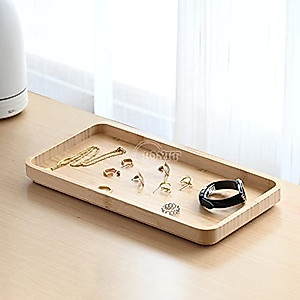 Bamboo Tray 12 x 6 x 1 in, Bathroom Counter Tray, Vanity Tray for Dresser Tops - Tray for Bathroom Home Kitchen Serving Decorating Organizing