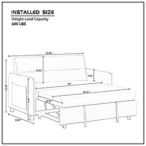 WEALTHOME Contemporary Microfiber Sleeper Sofa - Full-Foam Cushioned, Multi-Functional Loveseat with Pull-Out Bed - Ideal for Hosting & Everyday Comfort in Modern Living Spaces (Grey)