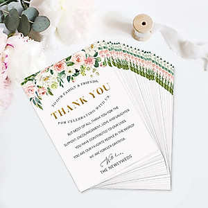POWER UNICO FLOWER 50 Thank You Table Cards for Wedding, Floral Design Thank You Place Setting, Table Place Cards for Wedding, Dinner, Parties, Rehearsals, Event and Celebrations,5"x7" (5x7in, 621)