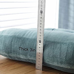 OITTO Quilted Chair Cushions,Dining Chair Cushions,Rocking Chair Cushions and Pads 3 inch Thick,17.7 x 17.7 inch,Machine Washable Velvet Fabric (Blue)