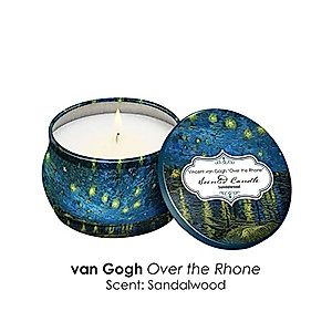 Fine Art Inspired Scented Candles Gift Set, Aromatherapy 8% Essential Oil Fragrance, 4 Pack 4.4 oz Soy Wax Candles, Reusable Decorative Tin, 25-30 Hour Burn Time Each Candle | Van Gogh at Night