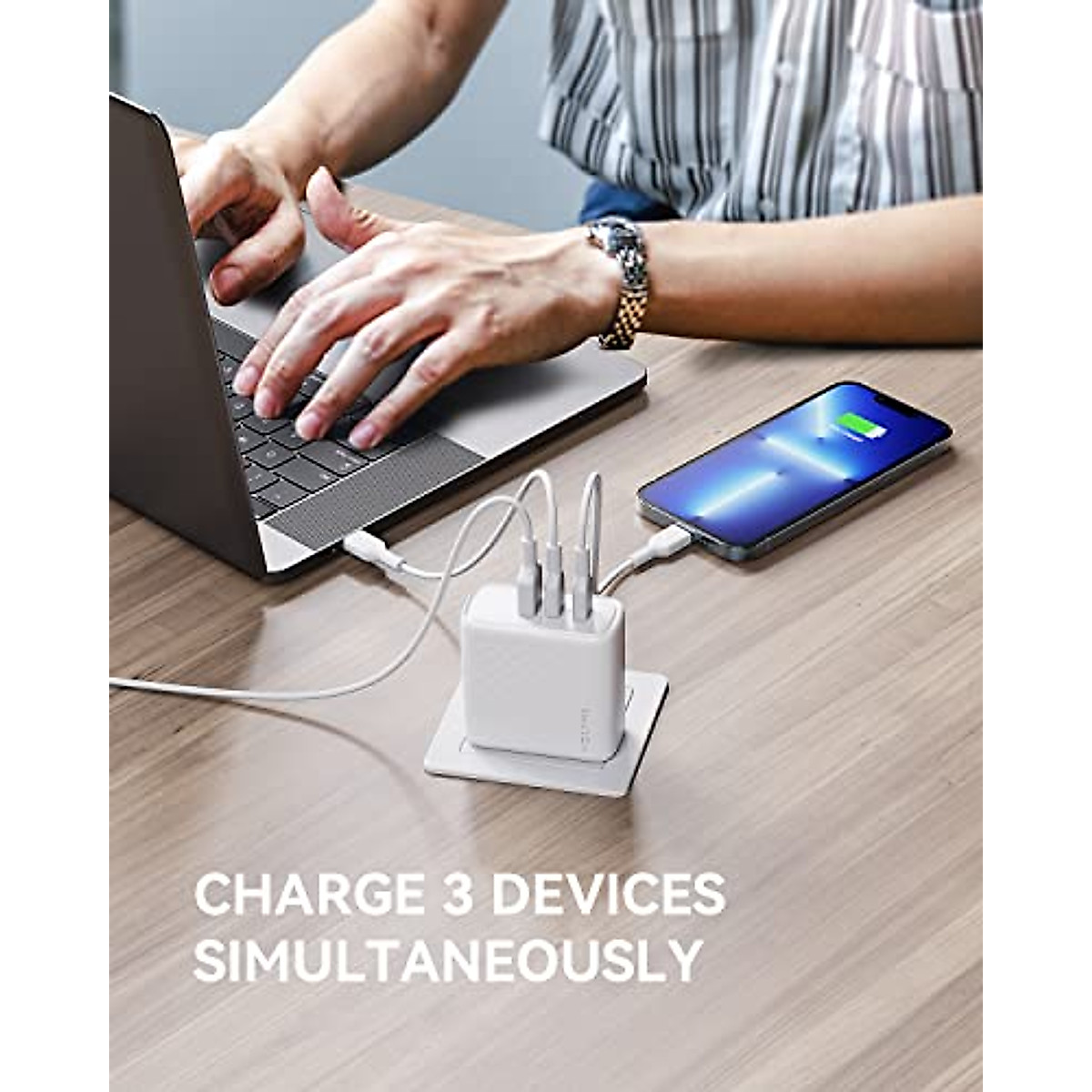 VOLTME 100W GaN III USB C Wall Charger (Foldable Plug), PD3.0 PPS USB-C Fast Charger 3-Port for MacBook Pro/Air, iPhone 14 13 12 11, Pixelbook, ThinkPad, Dell XPS, iPad Pro, Galaxy Note, Pixel, Pixel
