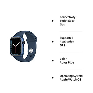 Apple Watch Series 7 (GPS, 41mm) Blue Aluminum Case with Abyss Blue Sport Band, Regular (Renewed)