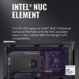 Cooler Master MasterCase NC100 SFF Small Form Factor 7.9 Liter Case with V650 Gold SFX PSU, GPUs 2.5 Slots up to 320mm for Intel(r) NUC 9 Extreme Element, Black