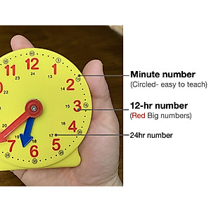 CM Wealth Learning Clock for Kids, Student Learning Clocks Teaching Time 12/24 Hours Geared Clock 4+Years Seller