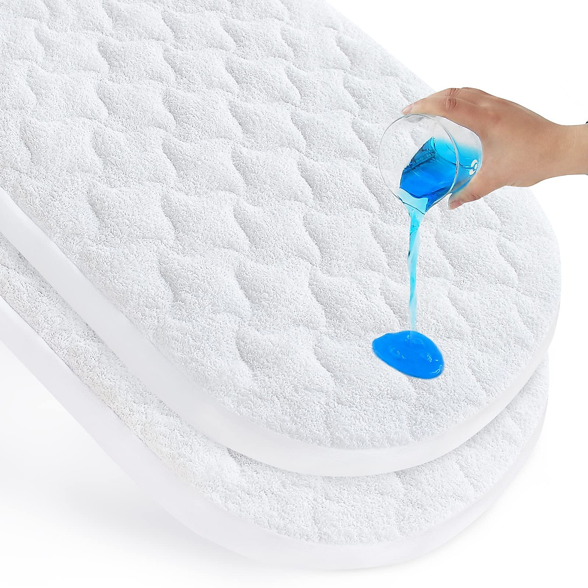 Baby Waterproof Bassinet Mattress Pad Cover and 100% Cotton Bassinet Sheet(Grey), 16" x 32"