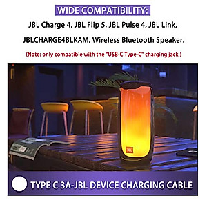 USB Fast Power Charger Charging Cable Cord Compatible with for JBL Flip 5, JBL Charge 4, JBL Charge 5, JBL Pulse 4, JBLCHARGE4BLKAM Wireless Bluetooth Earphones Speakers -5FT White
