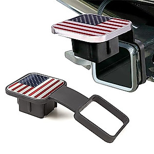 Miytsya 1 PC Trailer Gag Cover Dust Plug, Square 2" Receiver American Flag Protective Cover, Trailer Hitch Cover Pipe Plug Insert, Universal for Most Car Exterior Protective Accessories (Red & Black)