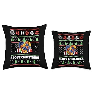 Kittens Hearts Knitting Wool Christmas Design Co. Cute Kittens in a Heart Cat Lover Christmas Xmas Design Throw Pillow, 16x16, Multicolor