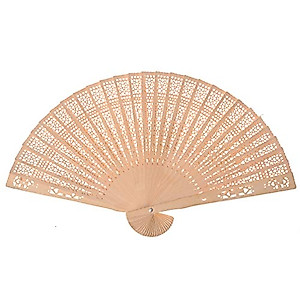 SL crafts Wooden Hand Fan Hand Held Folding Fan with Gift Bags Wedding Favors (Pack of 50)