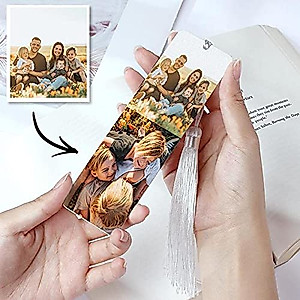 Custom Photo Bookmark, Personalized Metal Photo Booth Bookmark Copper with Tassel 2 Side Picture Bookmark for Women Men Birthday Gift for Reader Book Lover Student Teacher Friends Librarian - 4 Photos