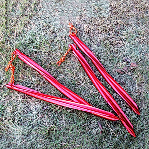 Azarxis Aluminum Tent Stakes Pegs Heavy Duty Lightweight for Camping Sand - 10 Pack (Red - Spiral - 9.84 Inches)