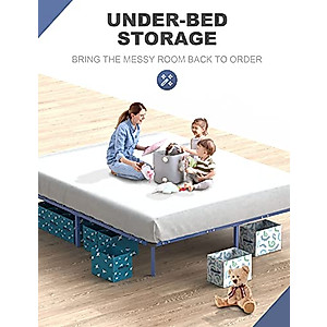 Nazhura Bed Frame King Size Platform Heavy Duty Synthetic Slat Support Mattress Foundation,14 Inch Height No Box Spring Needed Support 1000 LB