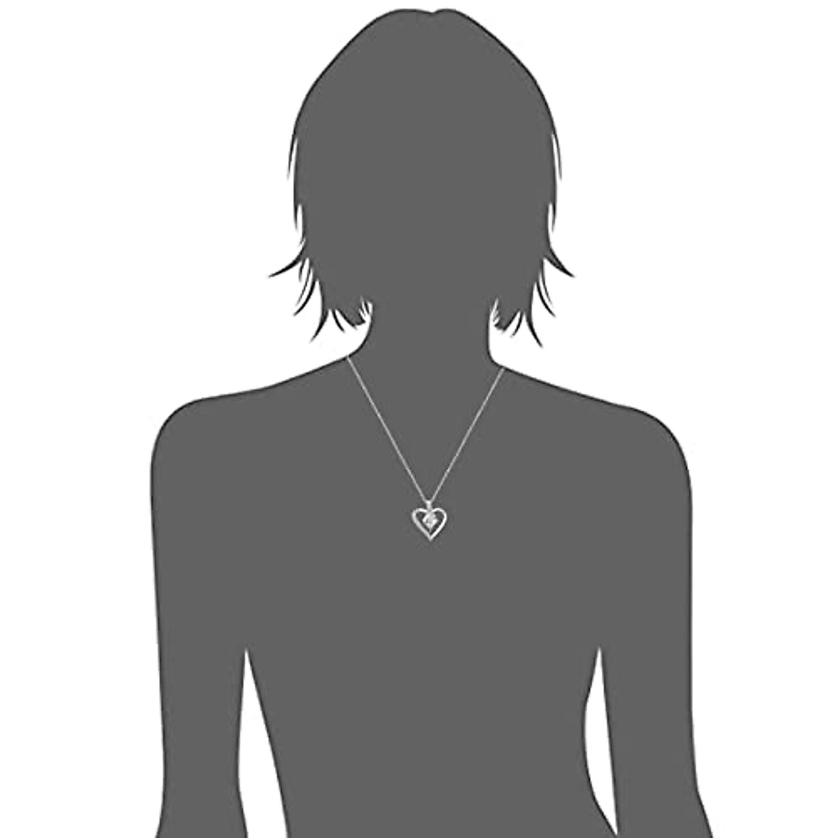 Amazon Essentials womens Sterling Silver Diamond 3 Stone Heart Pendant Necklace (1/4 cttw), 18" (previously Amazon Collection)