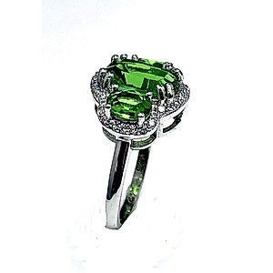 R6264 Classic Mt St Helens Helenite Cushion & Oval 3 Stones 4.1Ct Sterling Silver Ring (7)