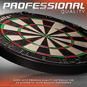 Franklin Sports Official Dartboard - Professional Regulation Size 18 inch Bristle Self Healing Dartboard - Metal Number Ring - Steel Tip Darts Dartboard,Black