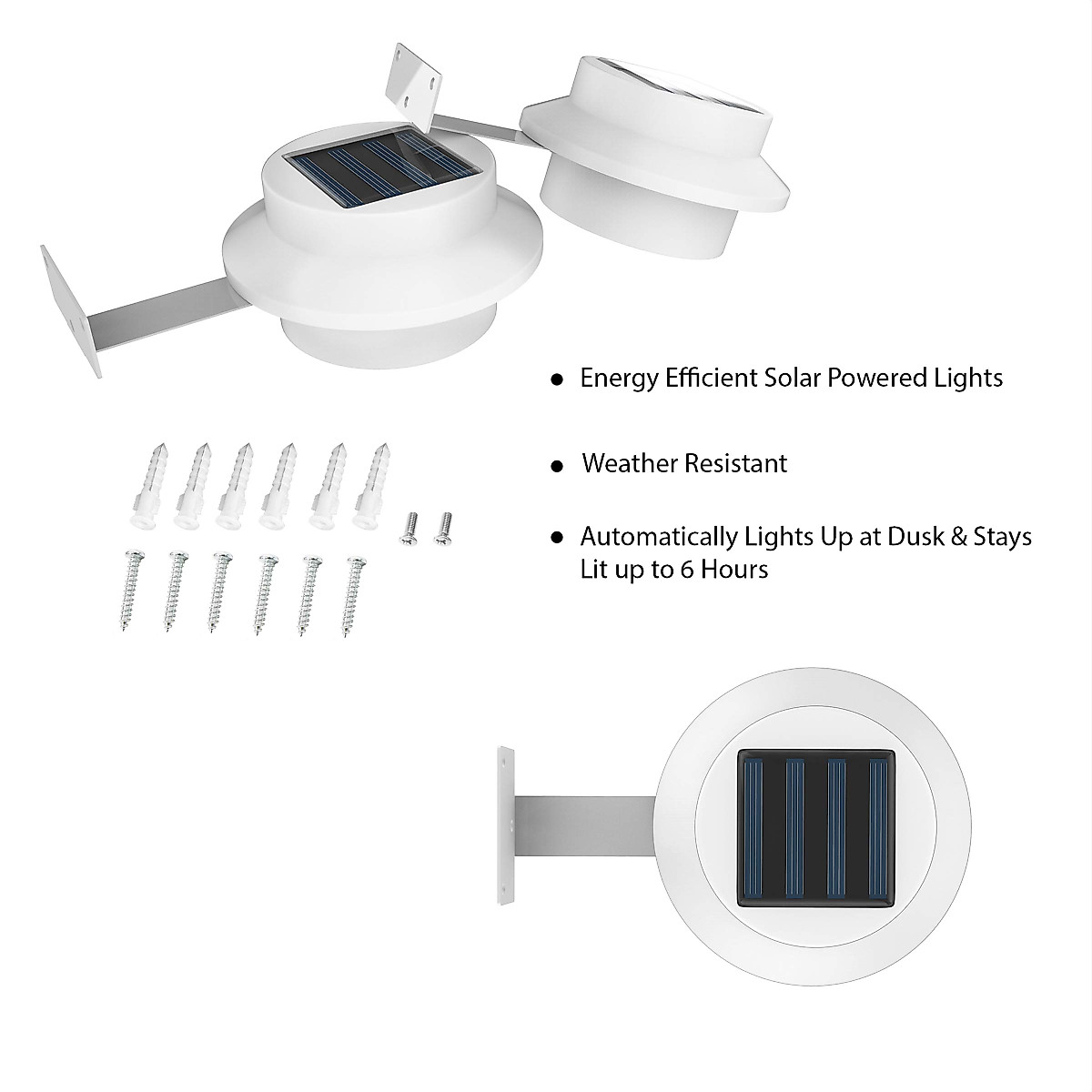 Everyday Home 80-109 Solar Outdoor Mounting Weather Resistant LED Illumination for Entrance, Walkway and Security Light, (Set of 2)