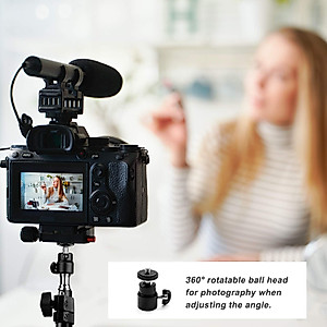 Obeamiu 2 Pack C Clamp Desk Mount Light Stand with 1/4" Ball Head and Hot Shoe Mount Adapter, 15.5-25.5 Inch Adjustable Tabletop Bracket Stand for DSLR Camera, Ring Light, Video Monitor, Microphone
