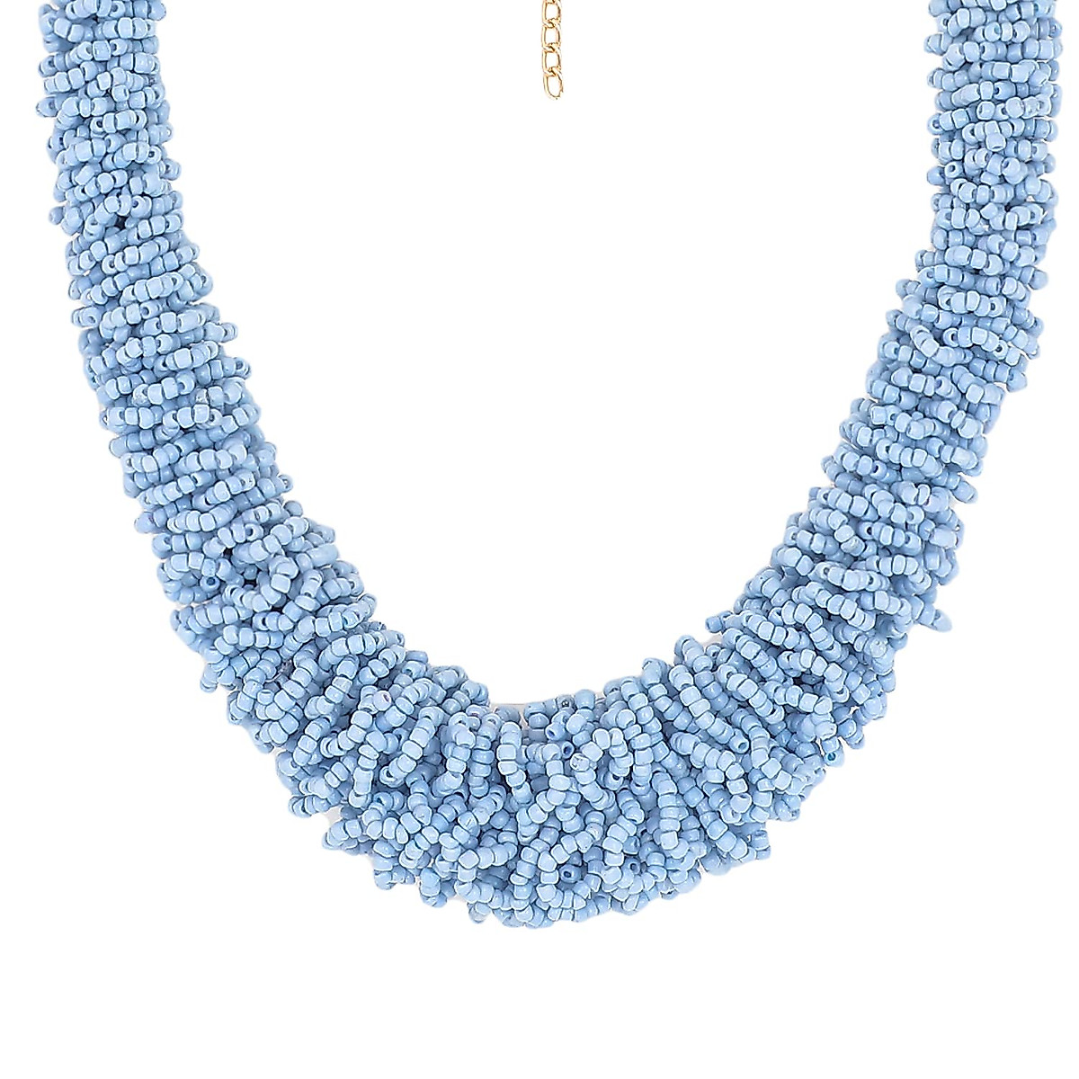 RF RIZIR FASHION Long Handmade Boho Necklaces for Women - Statement Necklace - Seed Bead Necklaces for Girls and Women (Light Blue)