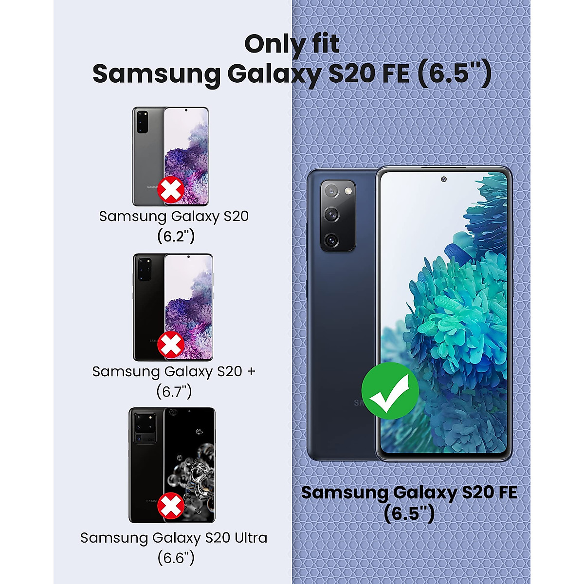 UNPEY Case for Samsung Galaxy S20-FE: Dual Layer Shockproof 5G Phone Protection | Matte Anti-Slip Textured | Military Rugged Protective Cover - Navy Blue