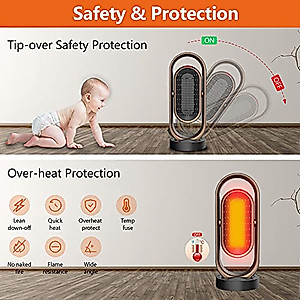 Fit Choice 1500W Oscillating Space Heater for Indoor Use, Fast Heating Within 2s with PTC Heating Tech, 3 Timers & 3 Heating Temperature with Remote Control for Office and Home