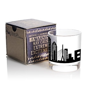 Toasted Tales - Boston Skyline Cityscapes Whiskey Glass | Gift for Boston City People | Old Fashioned Rocks Urban City Glasses | Boston City Lovers Gift | American City Drinkwares Collection (11 oz)
