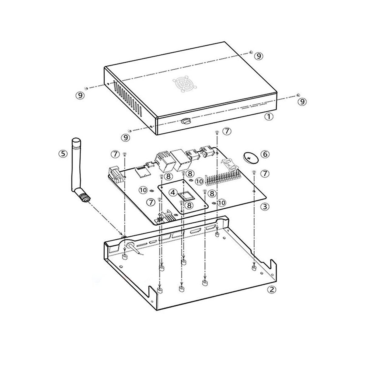 Raspberry Pi CM4 Official IO Board Metal case with One-Key Boot Fan Antenna
