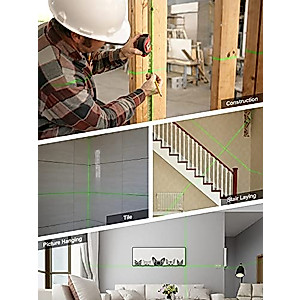 Laser Level Self Leveling Cross Line Green Laser Level Tool Adjustable Brightness Laser Leveler with 360°Magnetic Mounting Plate Carrying Pouch for Picture Hanging and Construction