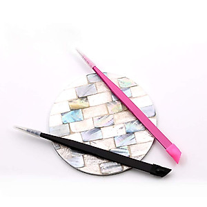 UUYYEO 2 Pcs Metal Straight Tip Nail Tweezers Pick Nipper Clipper Precision Tweezers Rhinestone Pickers with Silicone Pressing Head for Nail Art Sticker