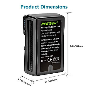 Neewer V Mount/V Lock Battery - 190Wh 14.8V 13200mAh Rechargeable Li-ion Battery for Broadcast Video Camcorder, Compatible with Sony HDCAM, XDCAM, Digital Cinema Cameras and Other Camcorders