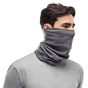 BUFF Adult Midweight Merino Wool Neck Gaiter, Headband & Winter Neck Warmer, Ski Mask & Face Shield, Worn 12+ Ways, Light Grey Mela, One Size