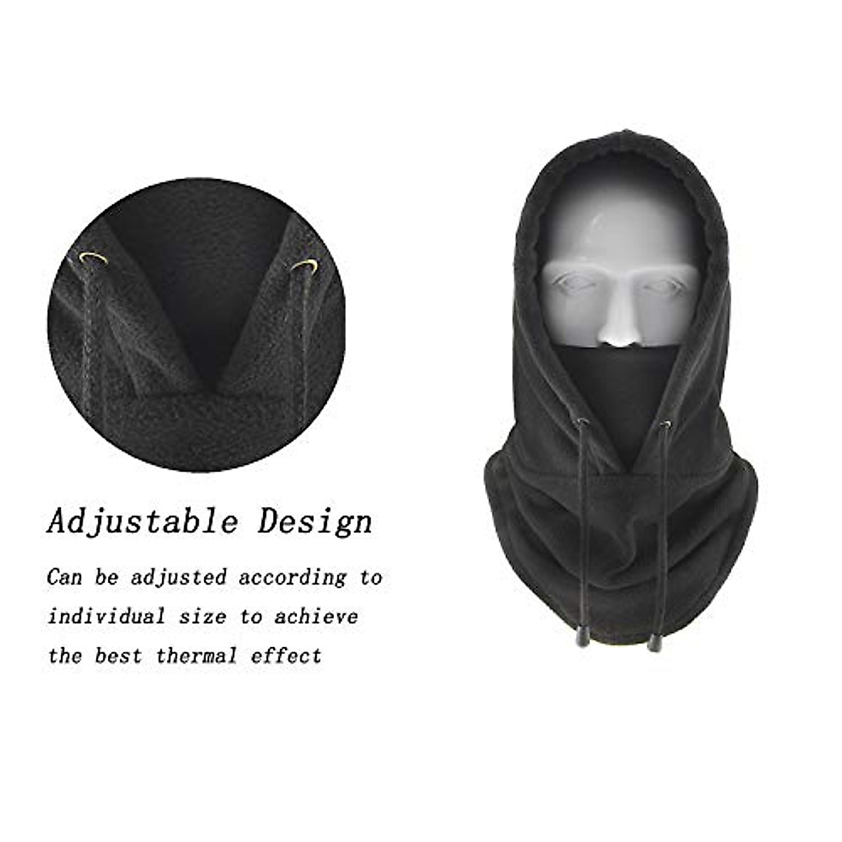Balaclava Face Mask for Cold Weather - Windproof Ski Mask - Thermal Heavyweight Head Hood for Men and Women… Black