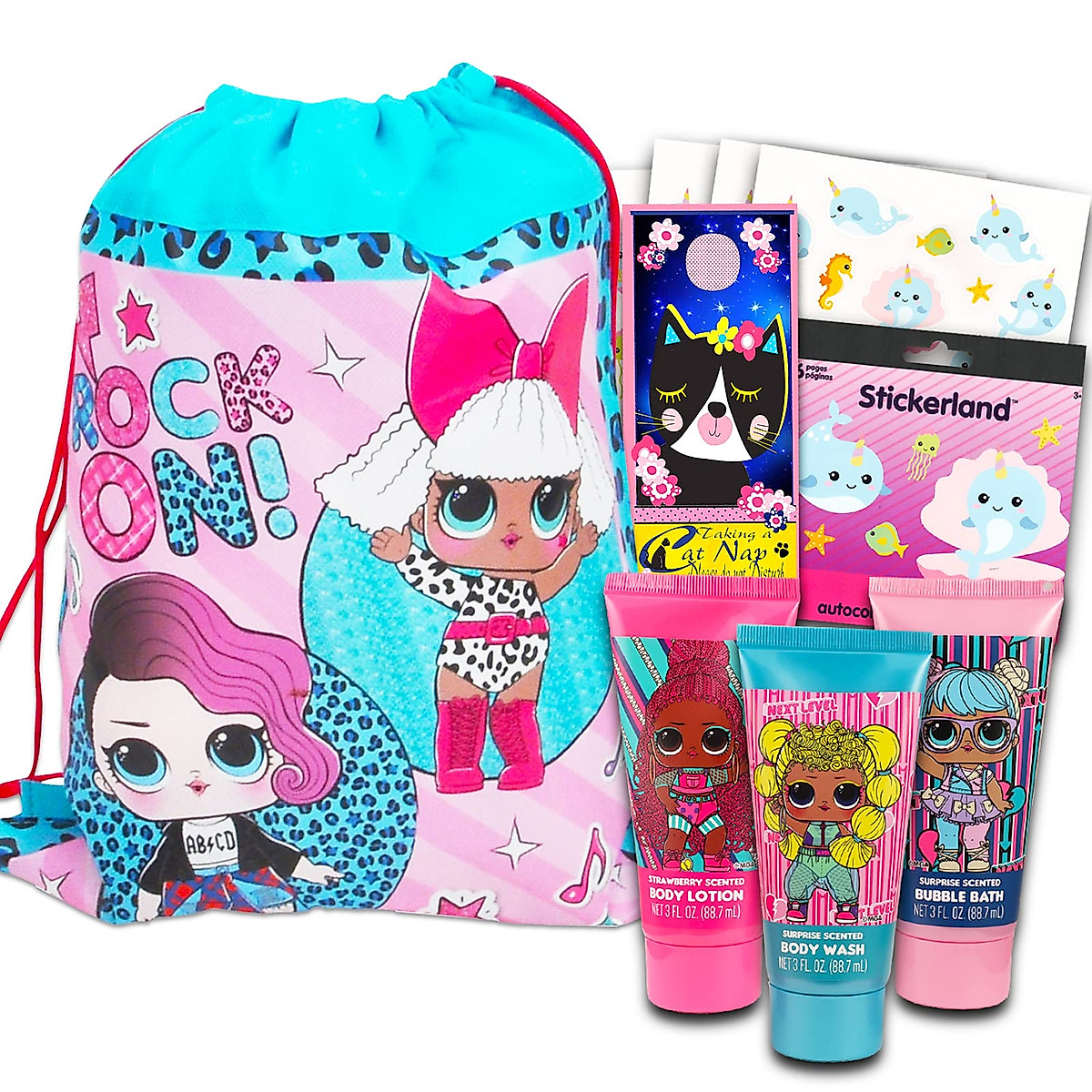 L O Dolls Ultimate Bathroom Set for Kids, Toddlers ~ 7 Pc LOL Bath Bundle with Body Wash, Bubble Bath, Bomb, Sling Bag, and More (LOL Accessories Girls)
