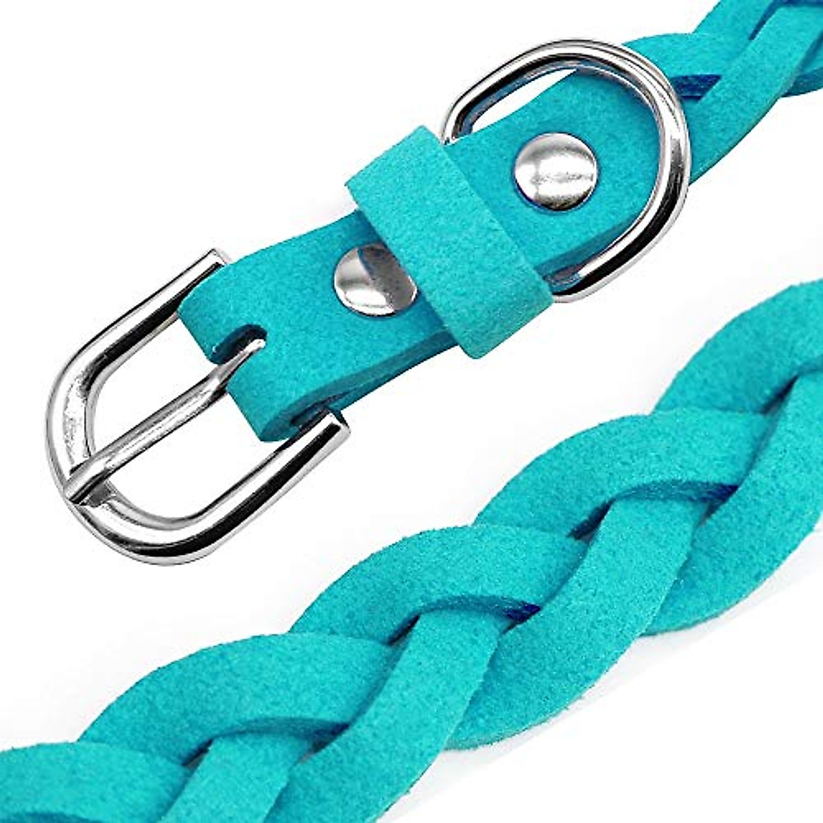Leather Dog Collar Braided Dog Puppy Cats ID Collar with Name Personalized Engraved for Small Medium Dogs Free Bell (Color : Blue Size : XS Code)