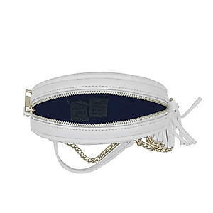 theops Small Crossbody Bags for Women Circle Quilted Purse Faxu Leather Shoulder Round bag, White, Medium