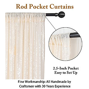 ShiDianYi 4FTX6FT-Ivory-SEQUIN Photo Backdrop, Beige Wedding Photo Booth, Photography Background Ivory Sequin Backdrop Curtain Glitter Backdrop for Parties