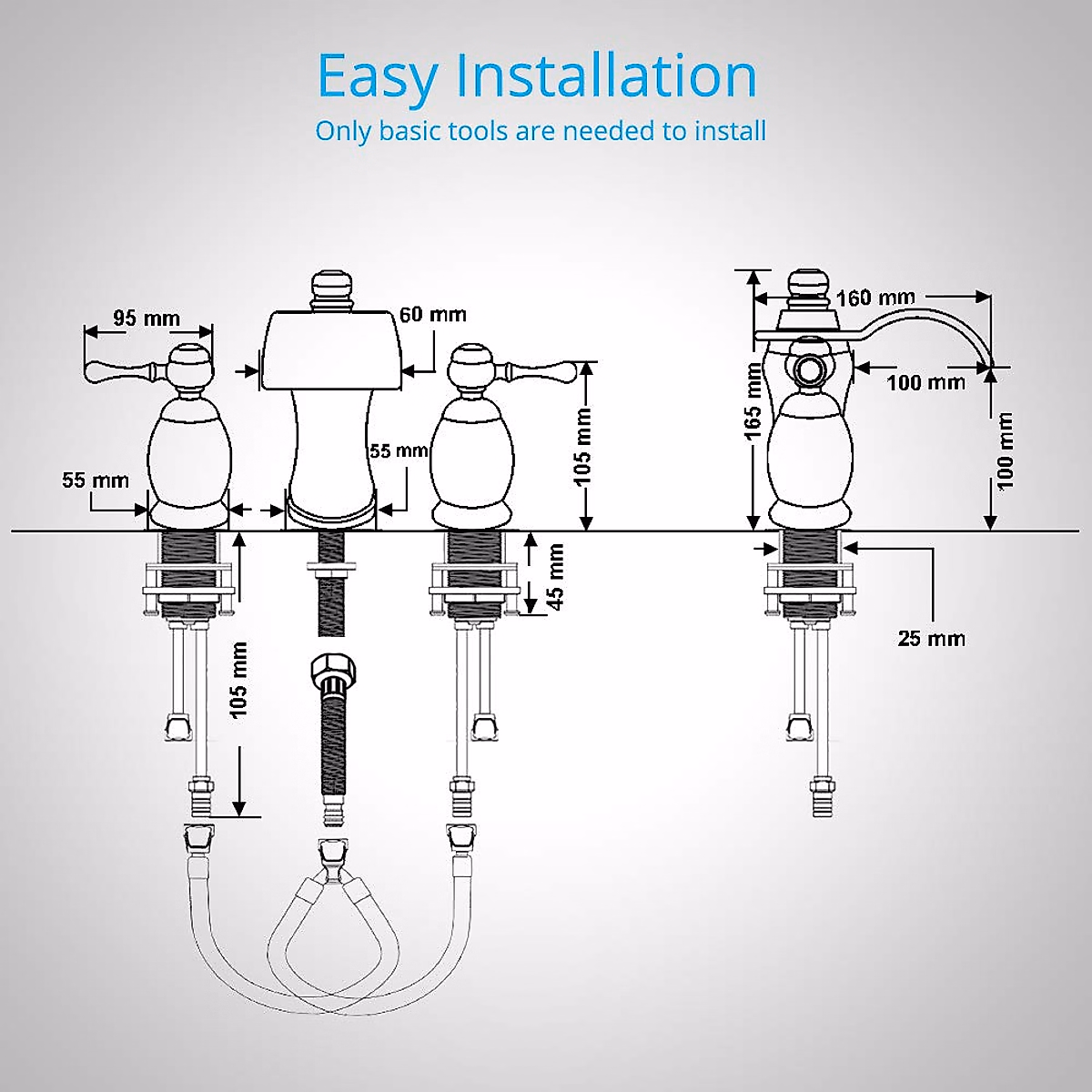 Wovier Brushed Nickel Waterfall Widespread Bathroom Sink Faucet,Two Handle Three Hole Brass Lavatory Vanity Faucet,8-16 Inch Basin Mixer Tap with Pop Up Drain Assembly