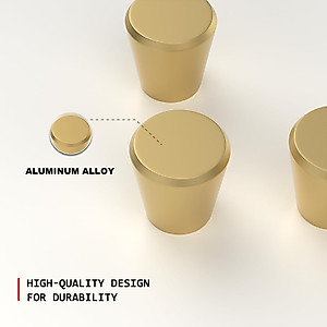 homdiy 5 Pack Brushed Brass Cabinet Knobs Gold Dresser Drawer Round Knobs for Kitchen Cabinet Hardware