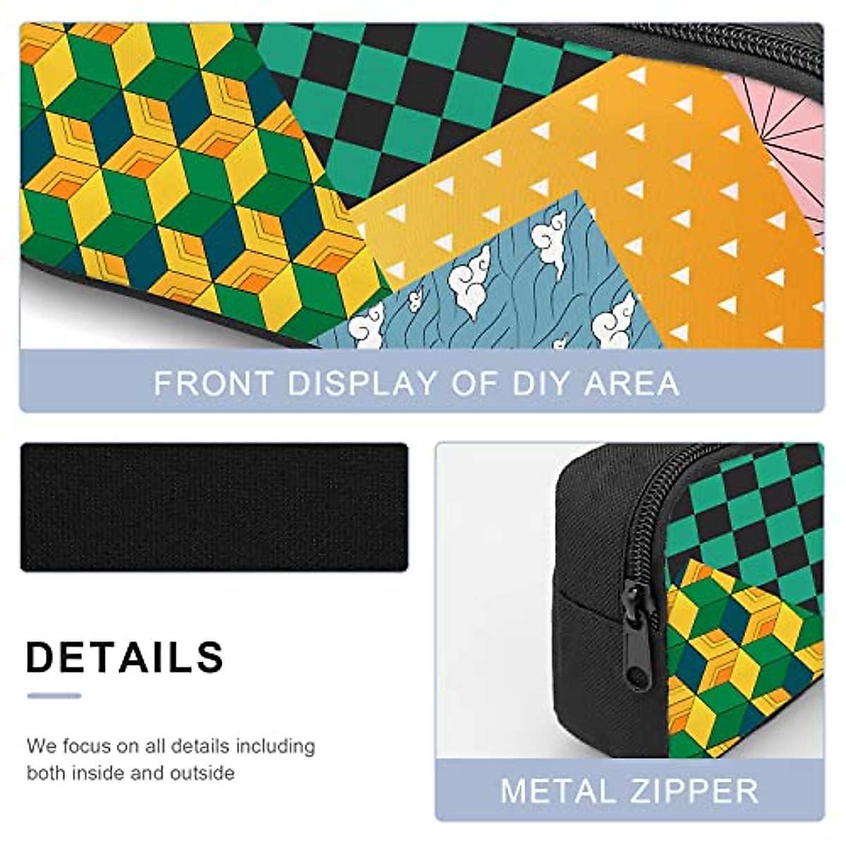 cwixnao 3pcs Printed Backpack Set, Leisure Bookbag Anime Fans Daypack with Lunch Box Pencil Case for Boys And Girls