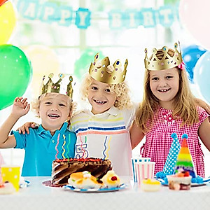 30-Piece Paper Crowns Birthday Crown Hat Paper Kits with Gems Letter Alphabet Stickers DIY Party Crown Hats Birthday Party Favor Supplies Decoration for Kids and Adults