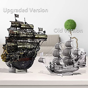 Piececool 3D Metal Puzzles for Adults, The Queen Anne's Revenge Pirate Ship Model Kits, 3D Watercraft Model Building Kit, DIY Craft Kits Difficult 3D Puzzles for Family Time