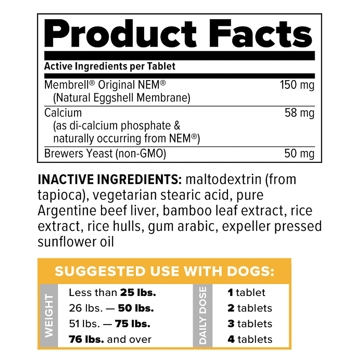 Redd Remedies, RE-NU for Pets, Joint Pain Relief Support for Dogs with Glucosamine, Chondroitin and Collagen from NEM, Calcium and Brewer’s Yeast, 60 Chewable Tablets, Made in The USA