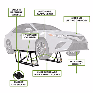 Official QuickJack 5000TL – ALI Certified, 5,000 lb Capacity Portable Car Lift with 110V Power Unit for Home, Garage, Shop, or Mechanic Use