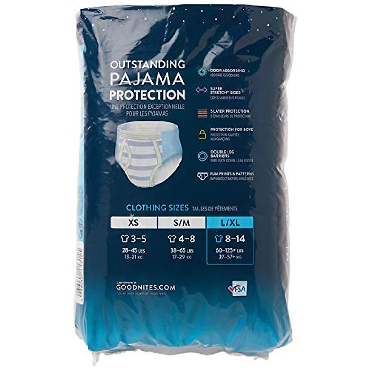 GoodNites Underwear for Boys Jumbo Pack, White, Large/X-Large, 11 Count