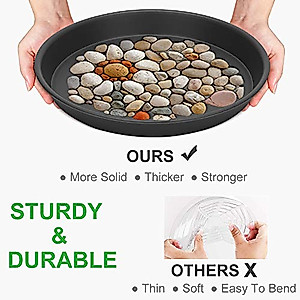 GROWNEER 6 Packs 12 Inches Plant Saucer Drip Trays, Suit for Pots Less Than 10 Inches Bottom Diameter, Round Plastic Plant Pot Saucers Flower Pot Tray for Indoor Outdoor Garden, Black